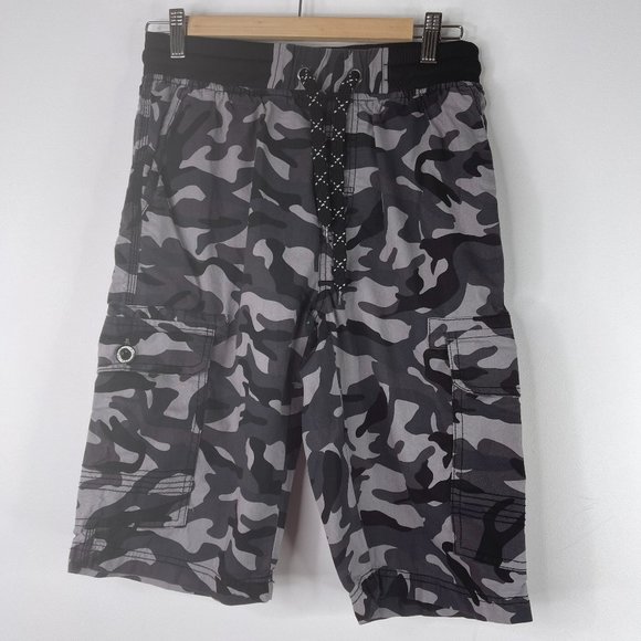 Next Generation | Shorts | Nxtgen Mens Black Gray Camo Cargo Shorts ...
